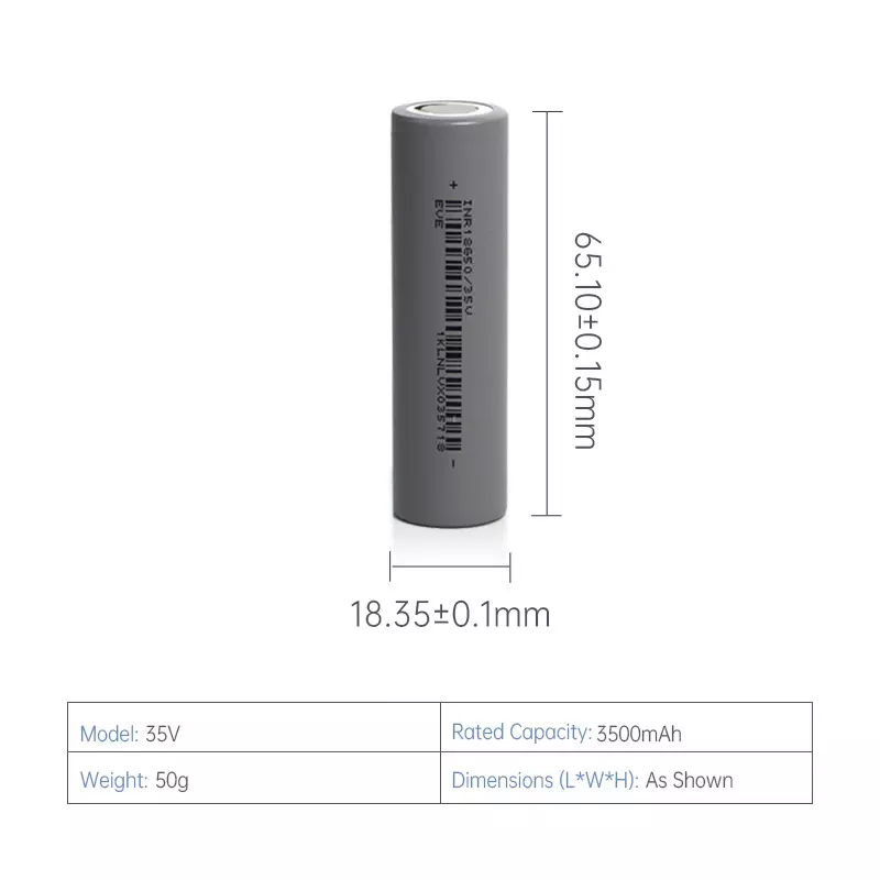 EVE INR18650 35V 3500mAh 3.7V Lithium Ion Battery 3500mAh 18650 Battery 18650 3500mAh Li ion ...