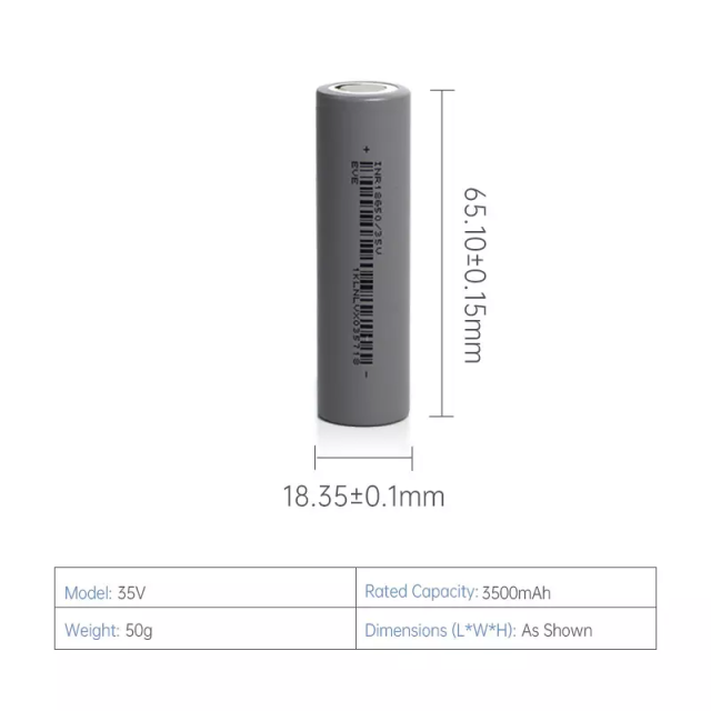 EVE INR18650 35V 3500mAh 3.7V Lithium Ion Battery 3500mAh 18650 Battery ...