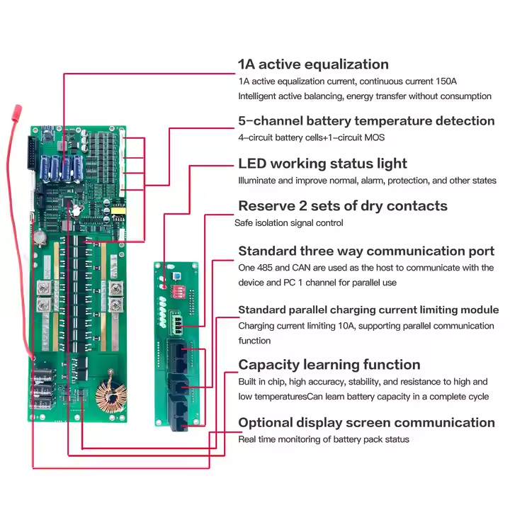 48V 200A Smart BMS for Solar Power Systems – 16S LiFePO4 Battery ...