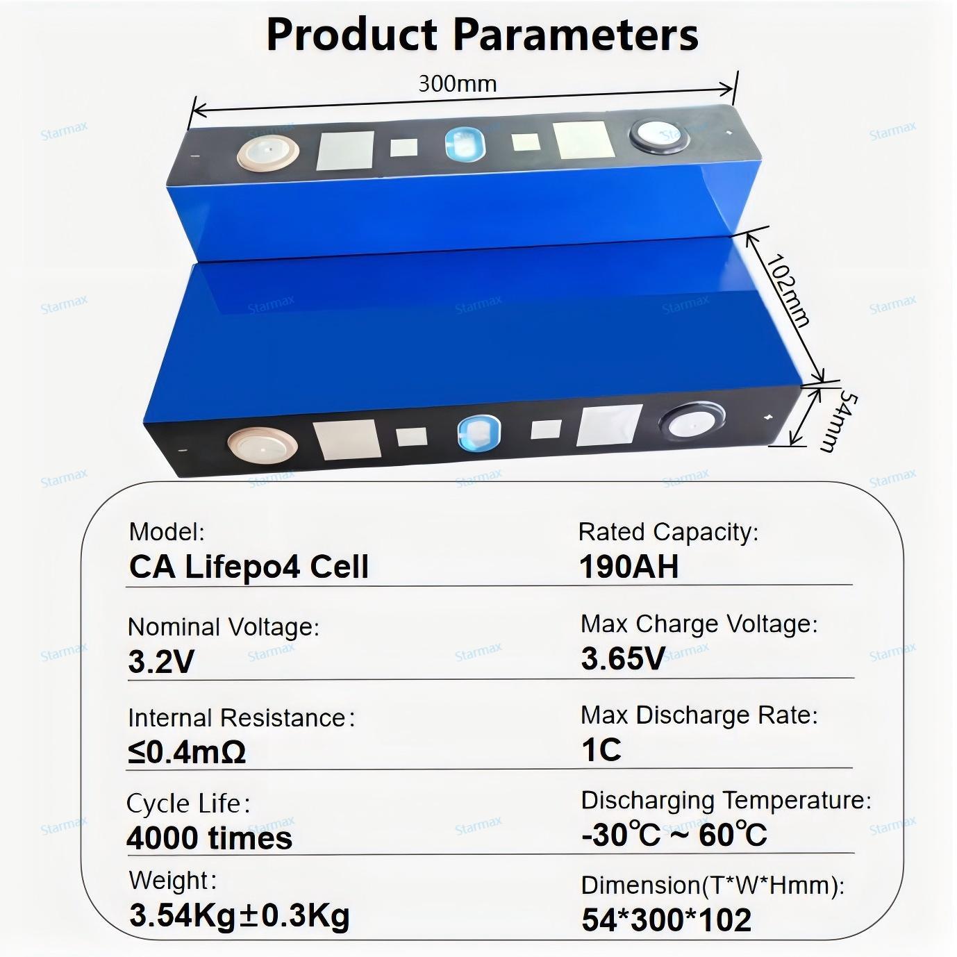 Starmax LISHEN 3.2V 200Ah Lithium Power battery Lifepo4 Battery ...