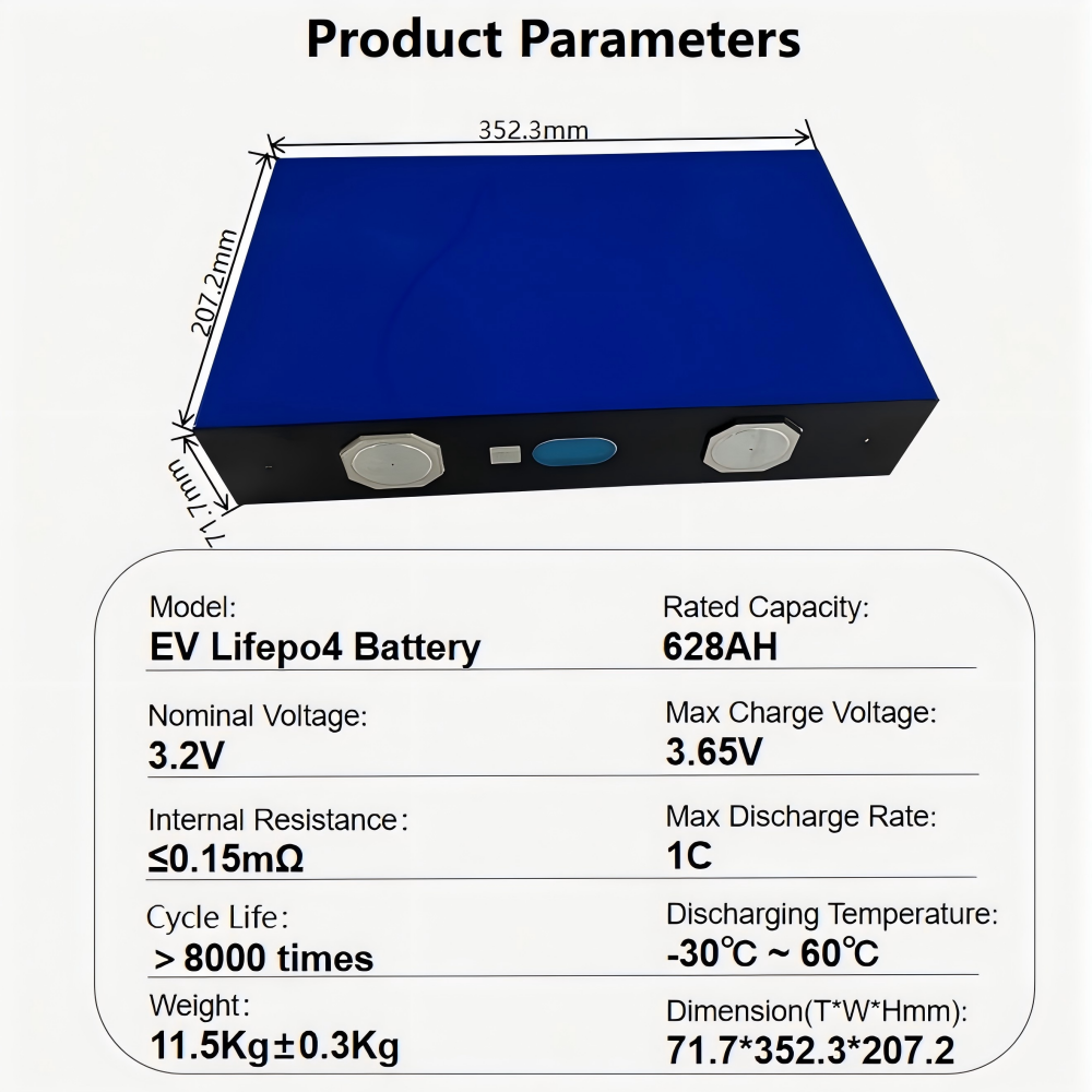 EVE 628Ah 8000 Cycle High Capacity Lifepo4 Batteries 3.2V Lithium Ion ...