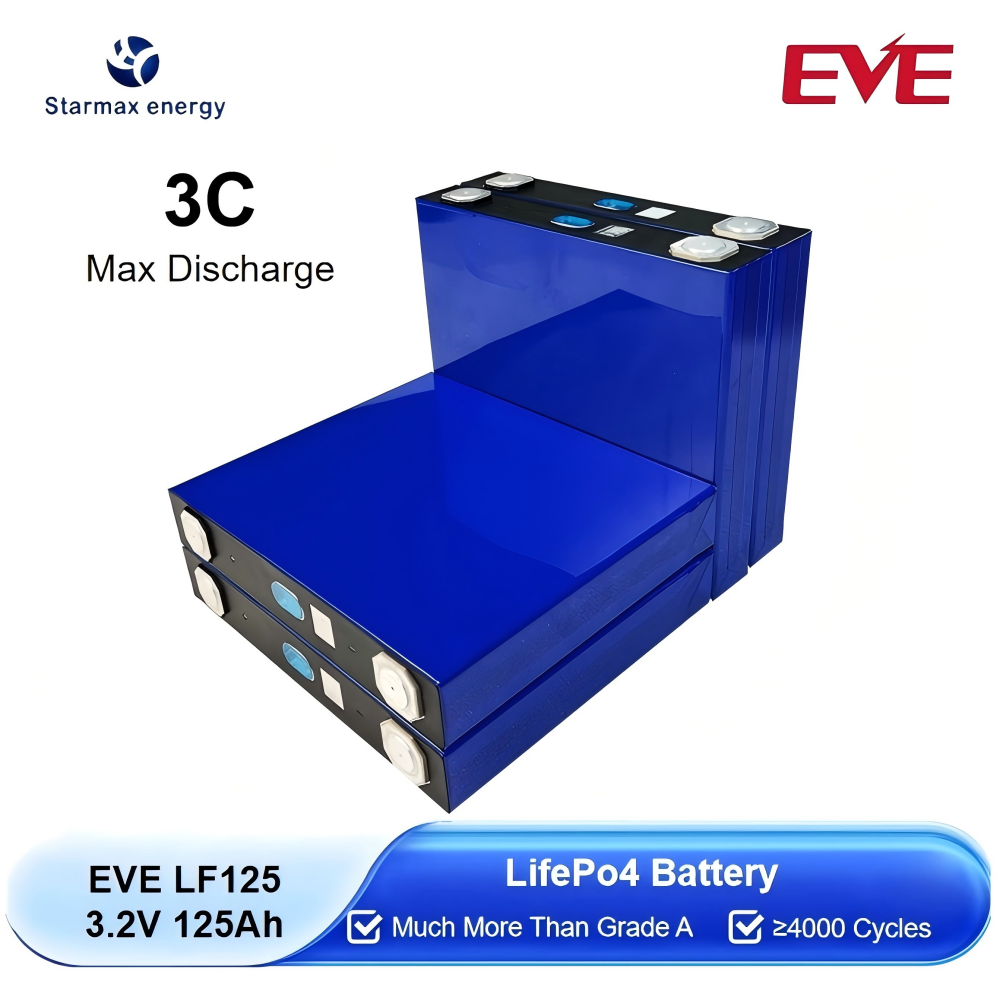 Eve 3.2V 125Ah Rechargeable Prismatic Cell 4000 Cycles LiFePo4 Battery ...