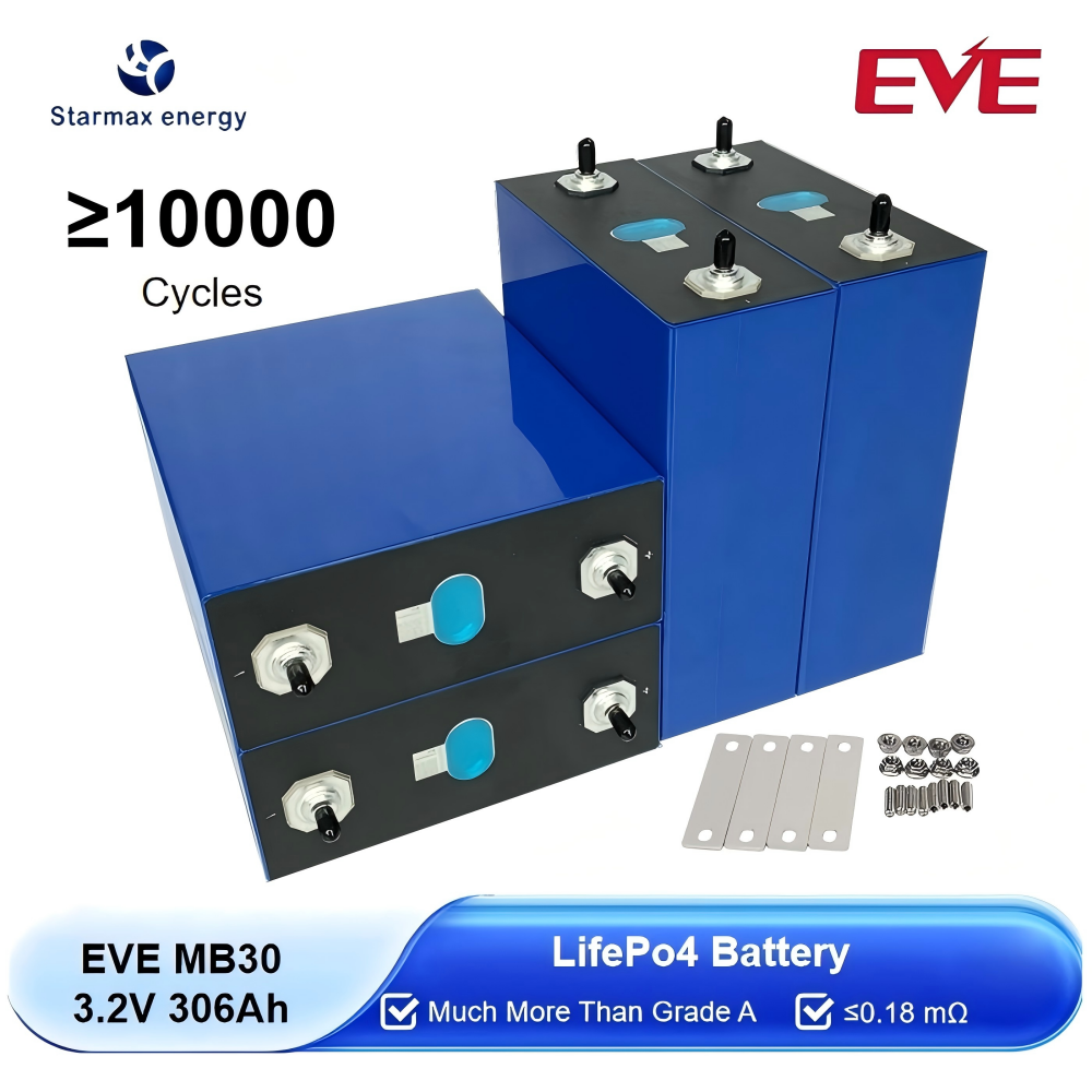 Eve 306Ah Rechargeable Prismatic Cell 10000 Cycles 3.2V LiFePo4 Battery Cells for Home Energy ...