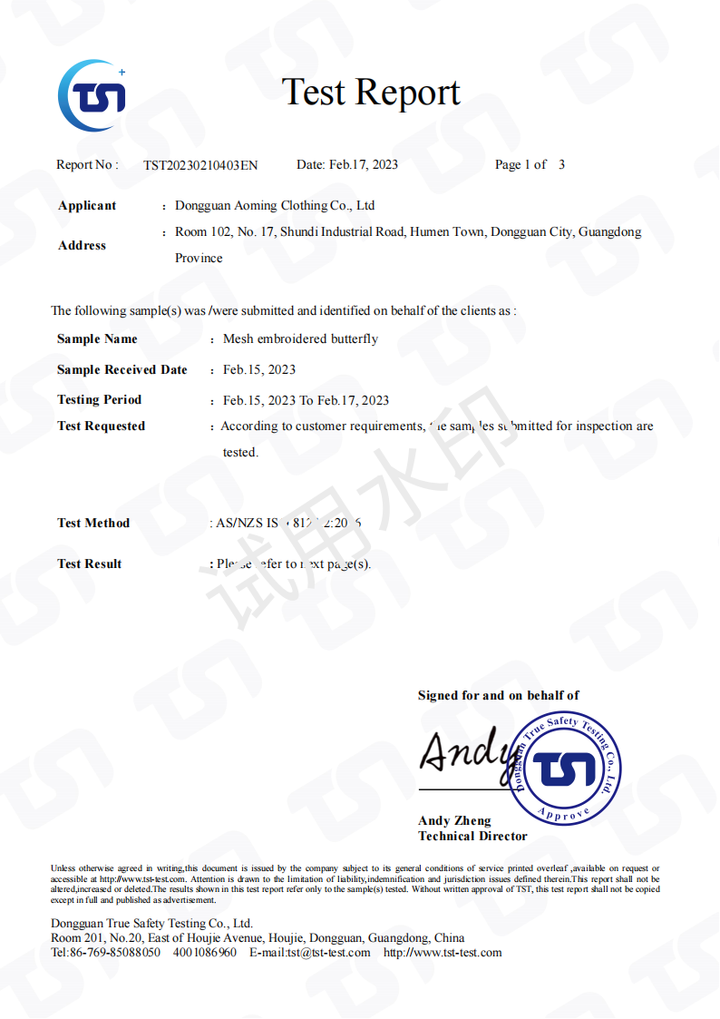 Our Impressive Certificates in Costume Manufacturing