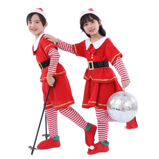 Wholesale Girls Christmas Elf Dress Costume Set