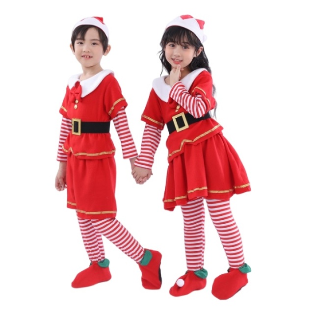 Wholesale Girls Christmas Elf Dress Costume Set