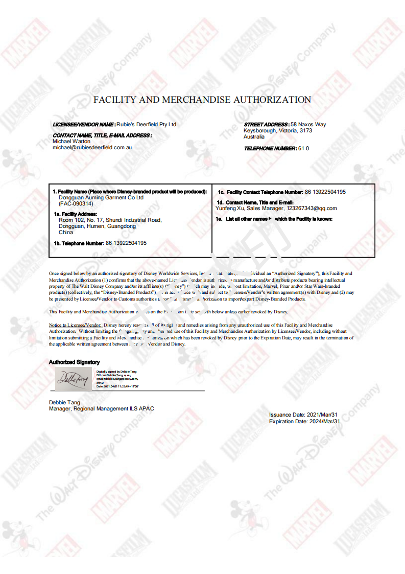 Our Impressive Certificates in Costume Manufacturing