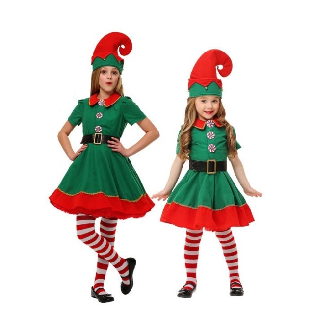 Wholesale Customized Kids Christmas Elf Costume