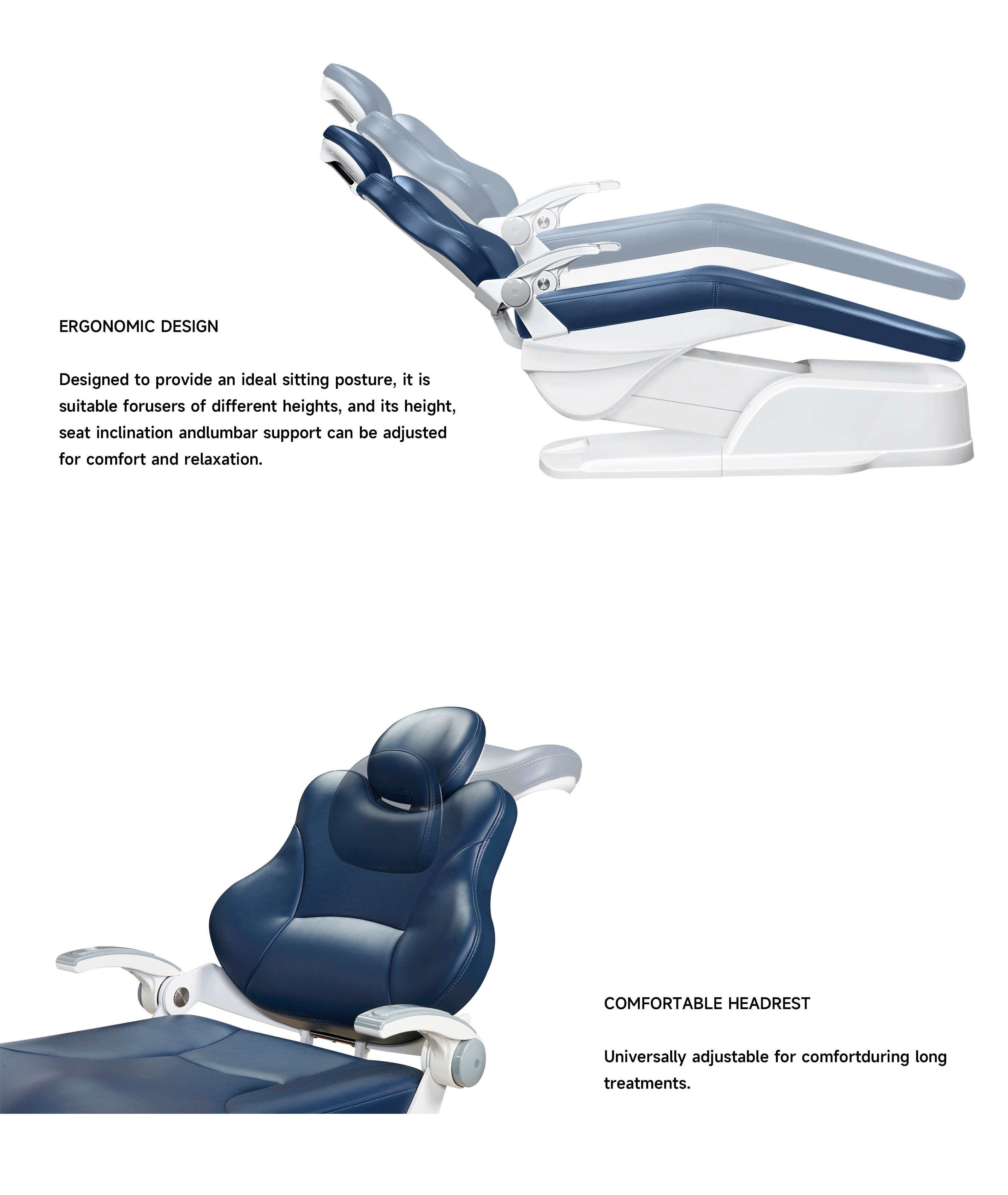 Jingle Med Electric Dental Chair Unit with Adjustable Headrest and ...