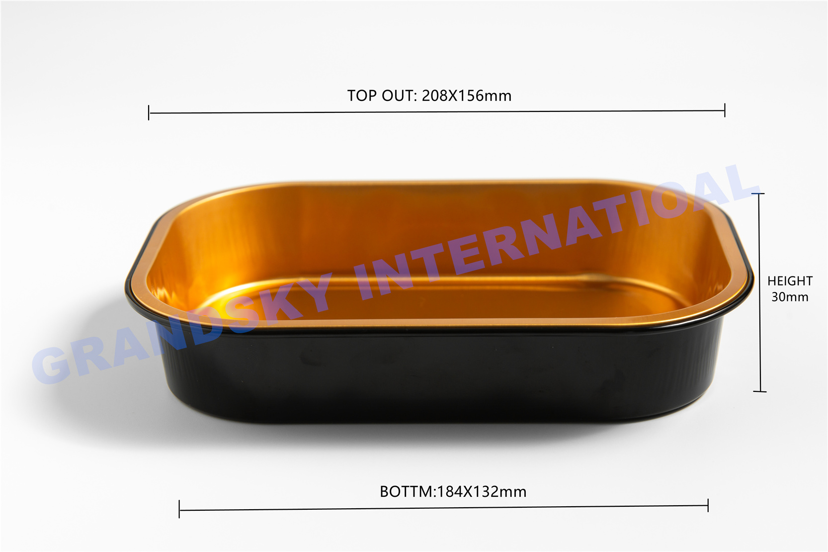 Smooth Wall Container Black Gold Medium - Aluminium Foil Container with Lid