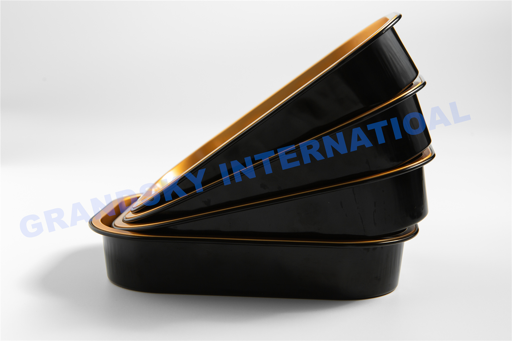 Smooth Wall Container Black Gold Small - Aluminium Foil Container with Lid