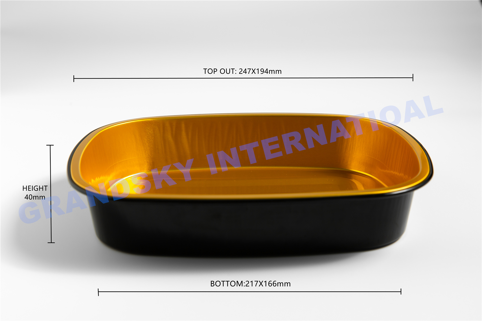 Smooth Wall Container Black Gold Large - Aluminium Foil Container with Lid