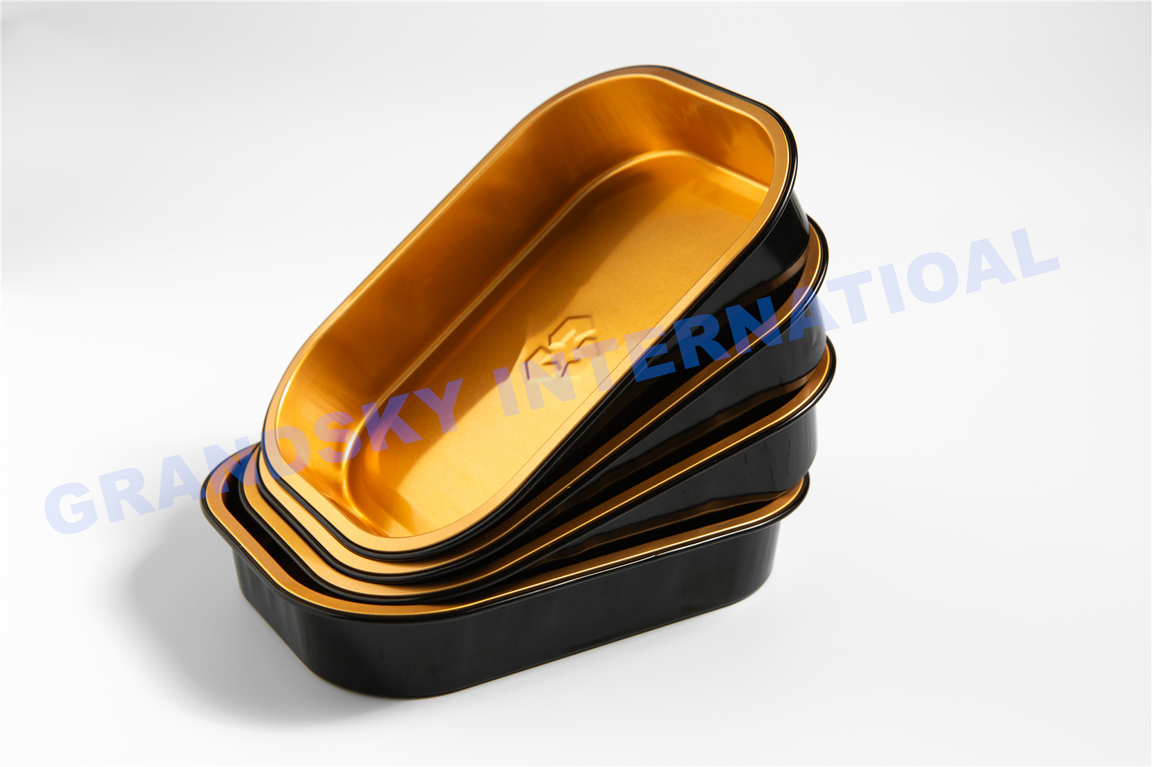 Smooth Wall Container Black Gold Small - Aluminium Foil Container with Lid