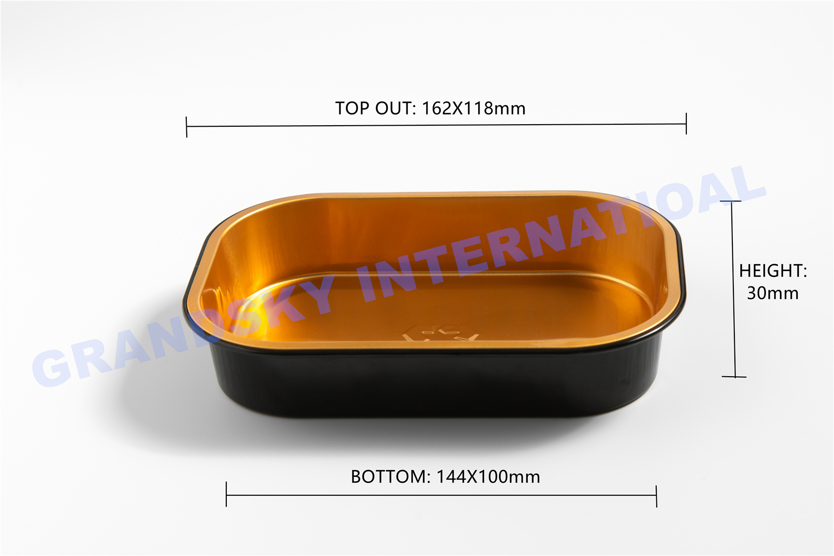 Smooth Wall Container Black Gold Small - Aluminium Foil Container with Lid