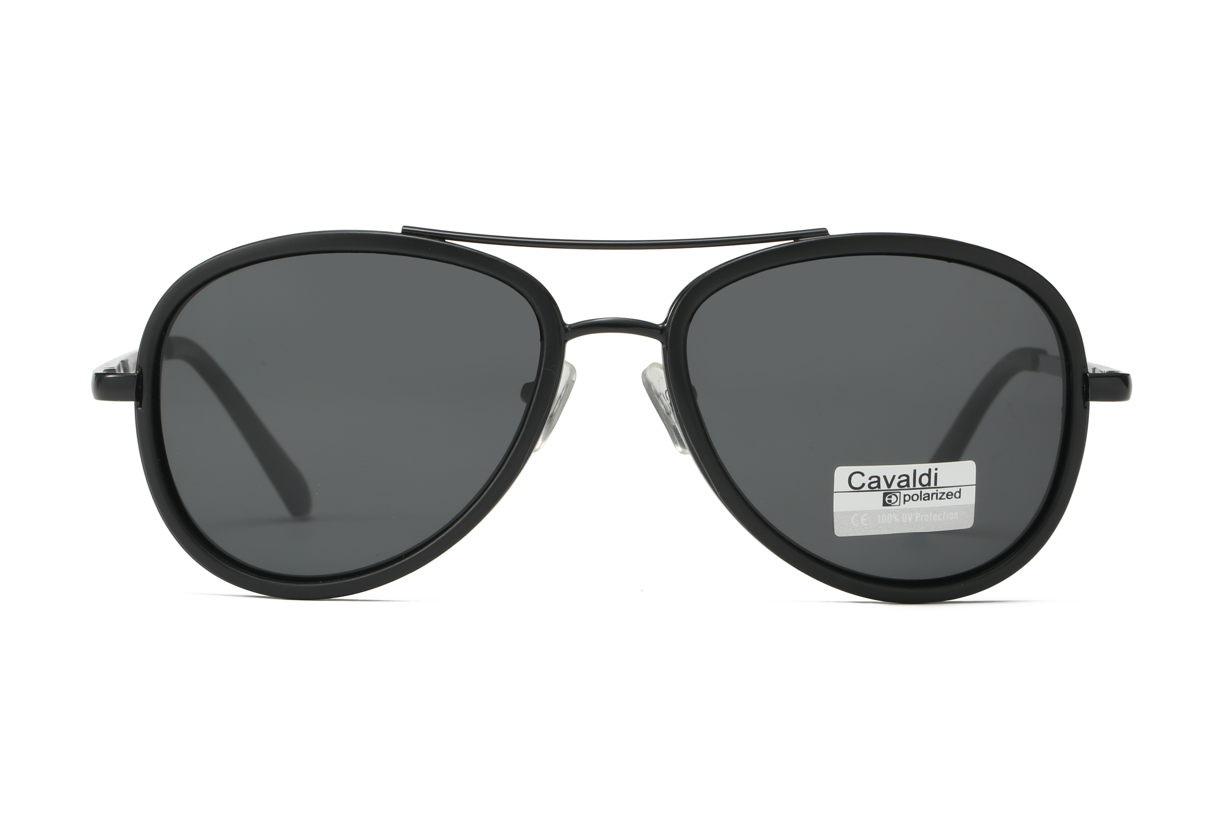 Enrique Cavaldi Double Crossbar Oval Aviator Polarized Sunglasses 5814