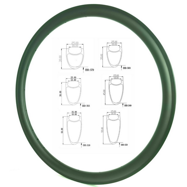 Clincher Tubular carbon road bike rims 25mm width