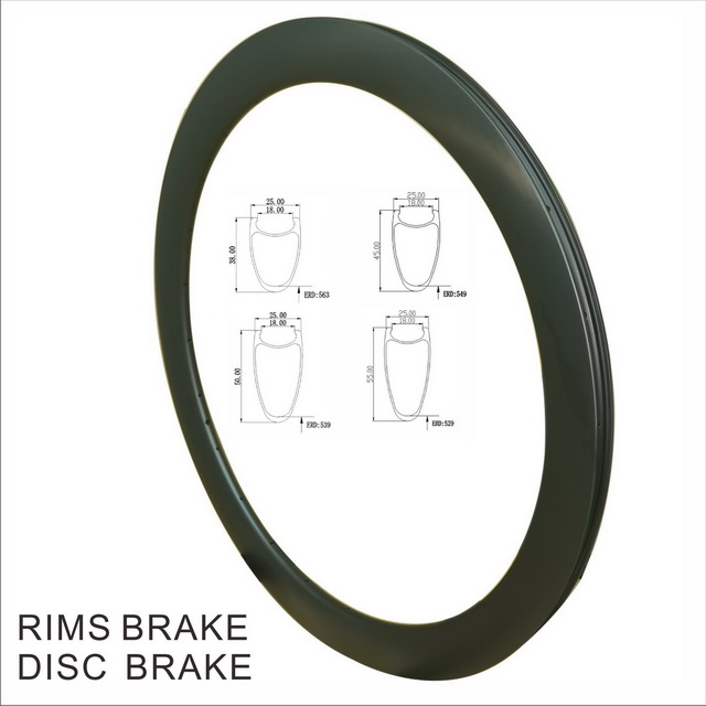 Tubeless Road Bike Carbon rims tubeless 25mm External Width
