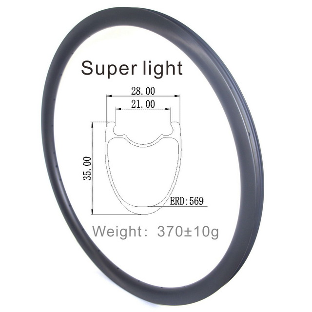 Disc brake road bike carbon rims 35mm profile 28mm external width ...