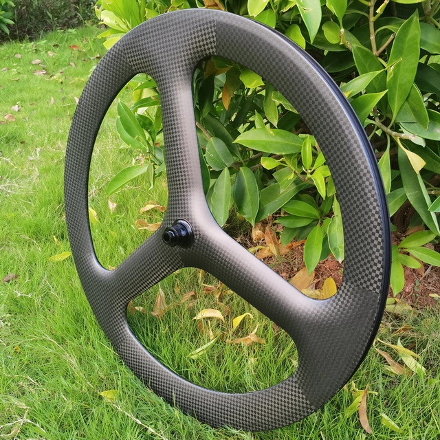 700C Ultra Light Tri Spoke Carbon Wheels Tubeless Tubular 25mm Width ...