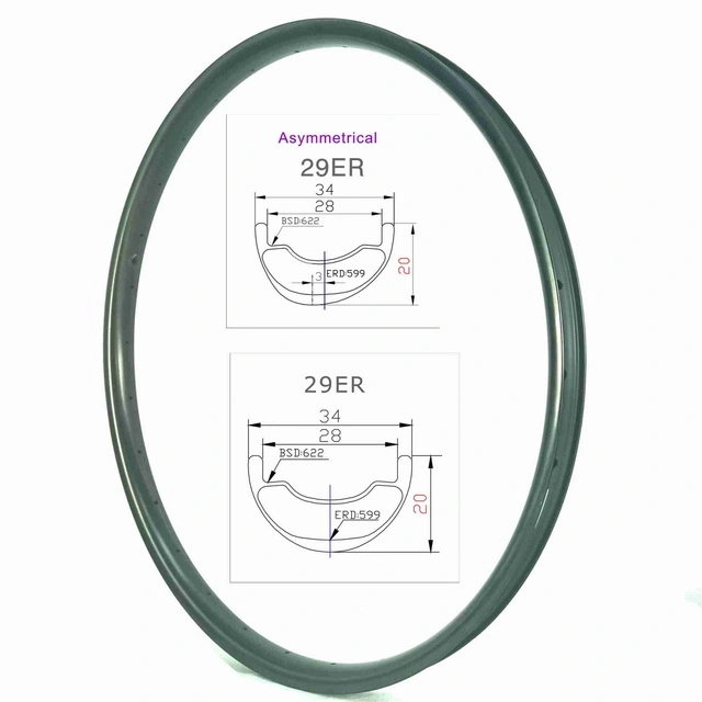 Super Light Low Profile 29ER MTB Carbon Rims 34mm External Width 20mm ...