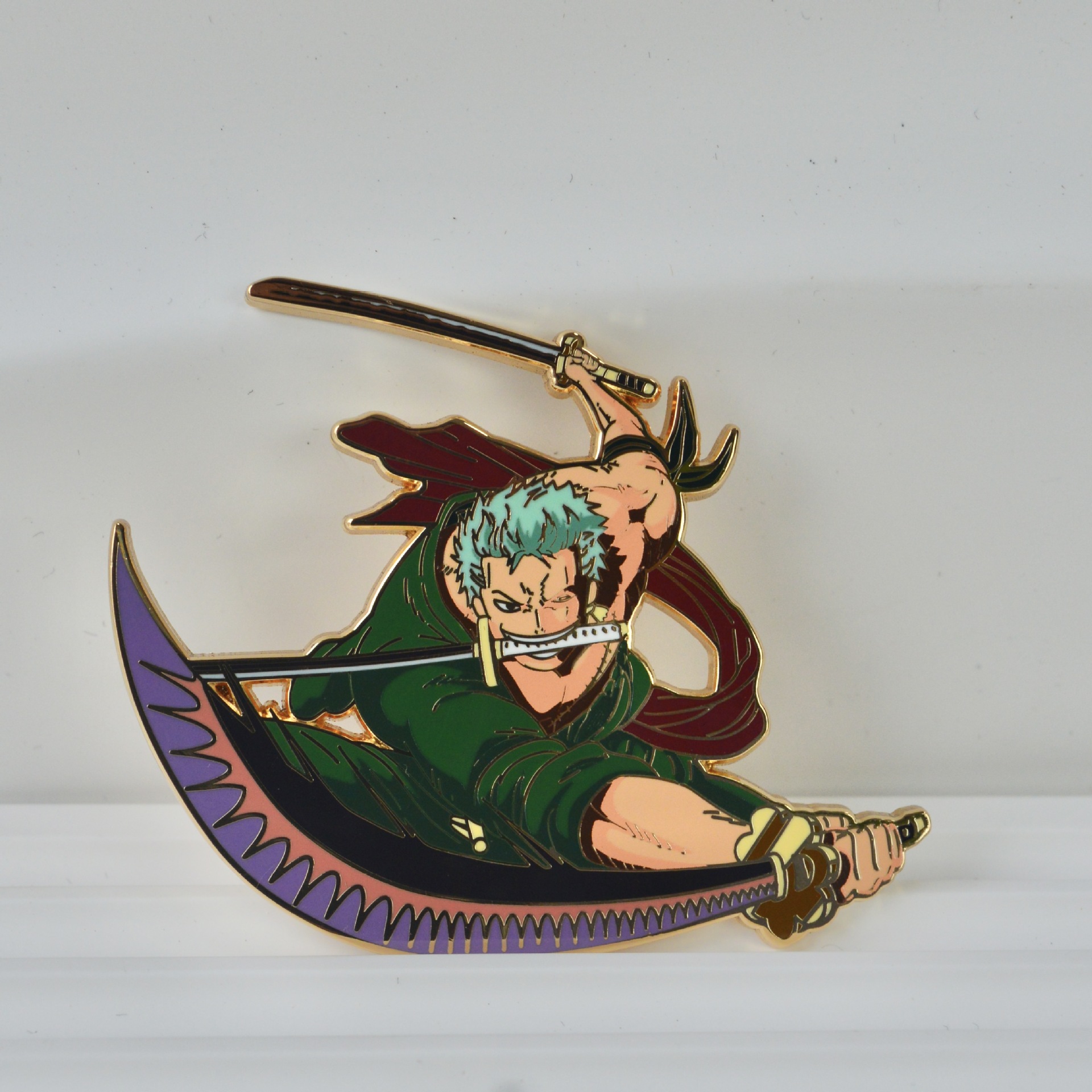 Japanese Anime One Piece - Zoro Three-Sword Style Hard Enamel Pin, Gold ...