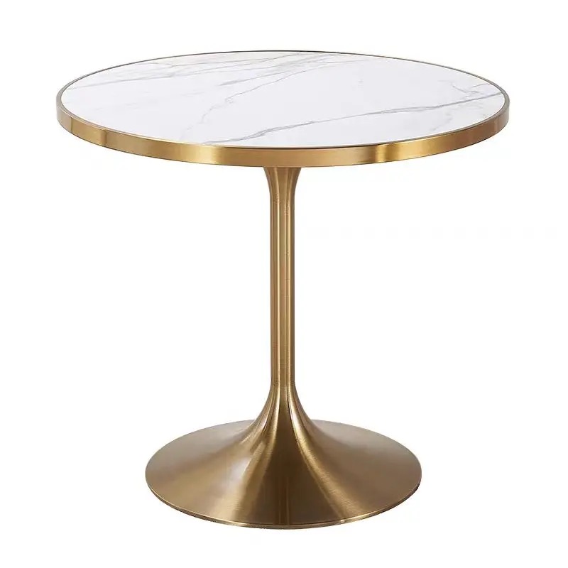 round sintered stone stainless steel tulip leg dining table SOF-T21