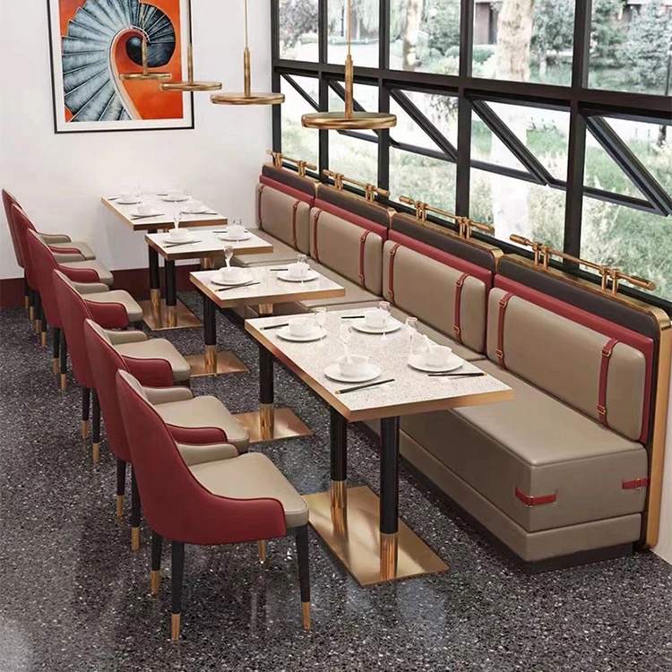 SOF one-stop custom durable stainless steel indoor restaurant furniture booth seating tables set