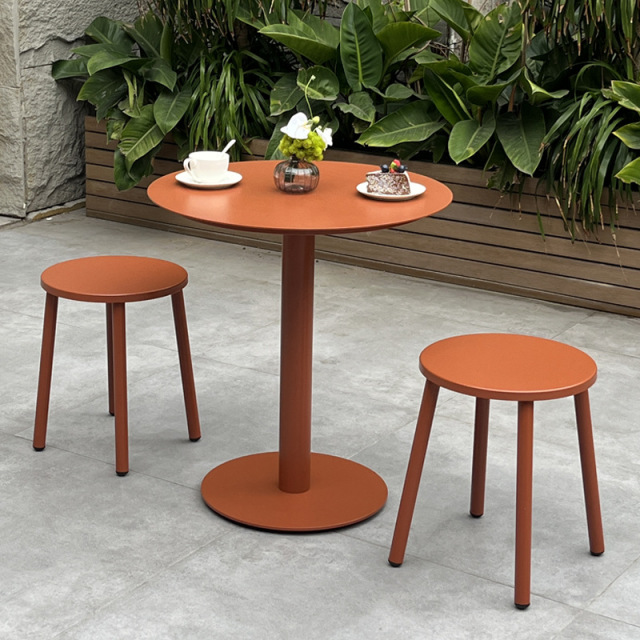 SOF Minimalist Orange Aluminum Outdoor Dining Table for Restaurant Use