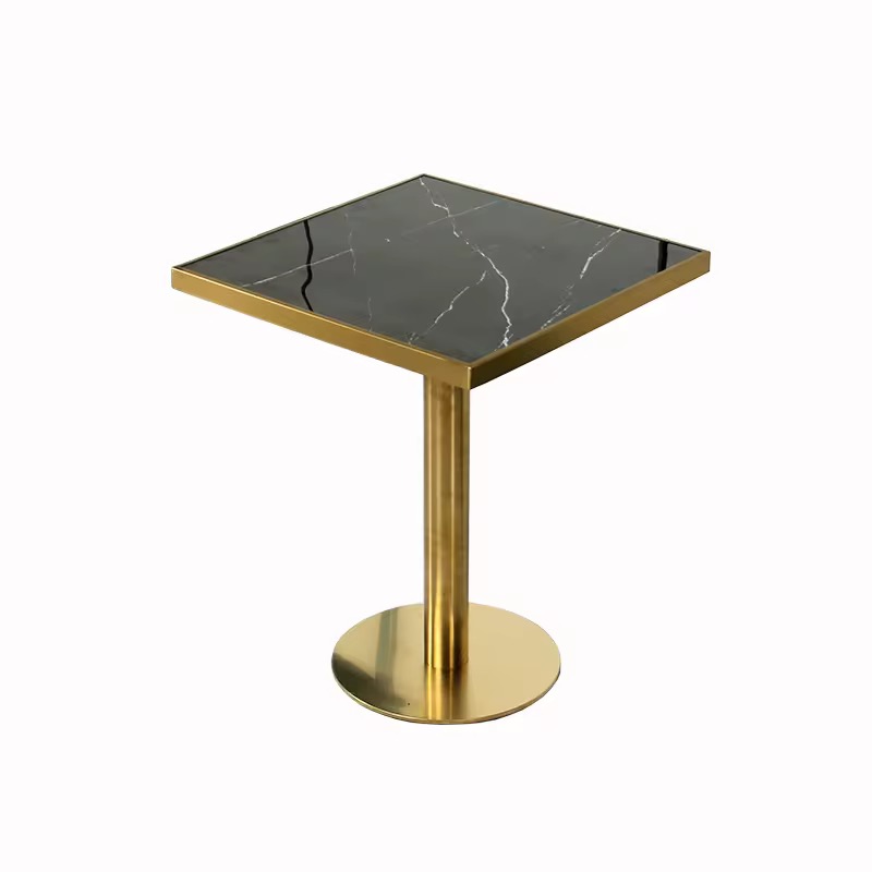 Black Glossy Natural Stone Dining Table for Commercial Restaurant Use ...