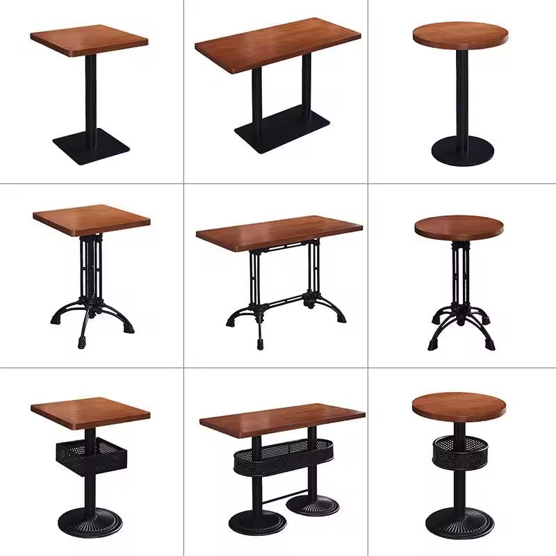 SOF American Vintage Wooden Dining Table for Restaurants with Black ...