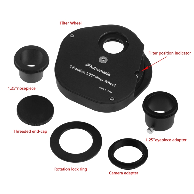 Astromania 1.25" Superior Quality Multiple 5-Position Filter Wheel For ...