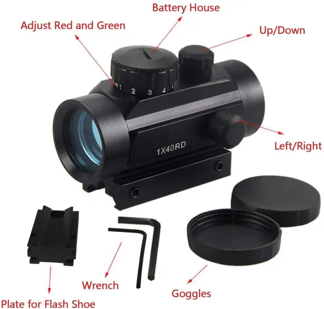 Astromania 1X40RD Reflex Red Green Dot Sight lighted Scope Mount to fix ...