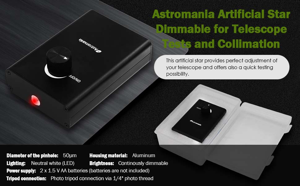 Astromania Artificial Star Dimmable for Telescope Tests and Collimation