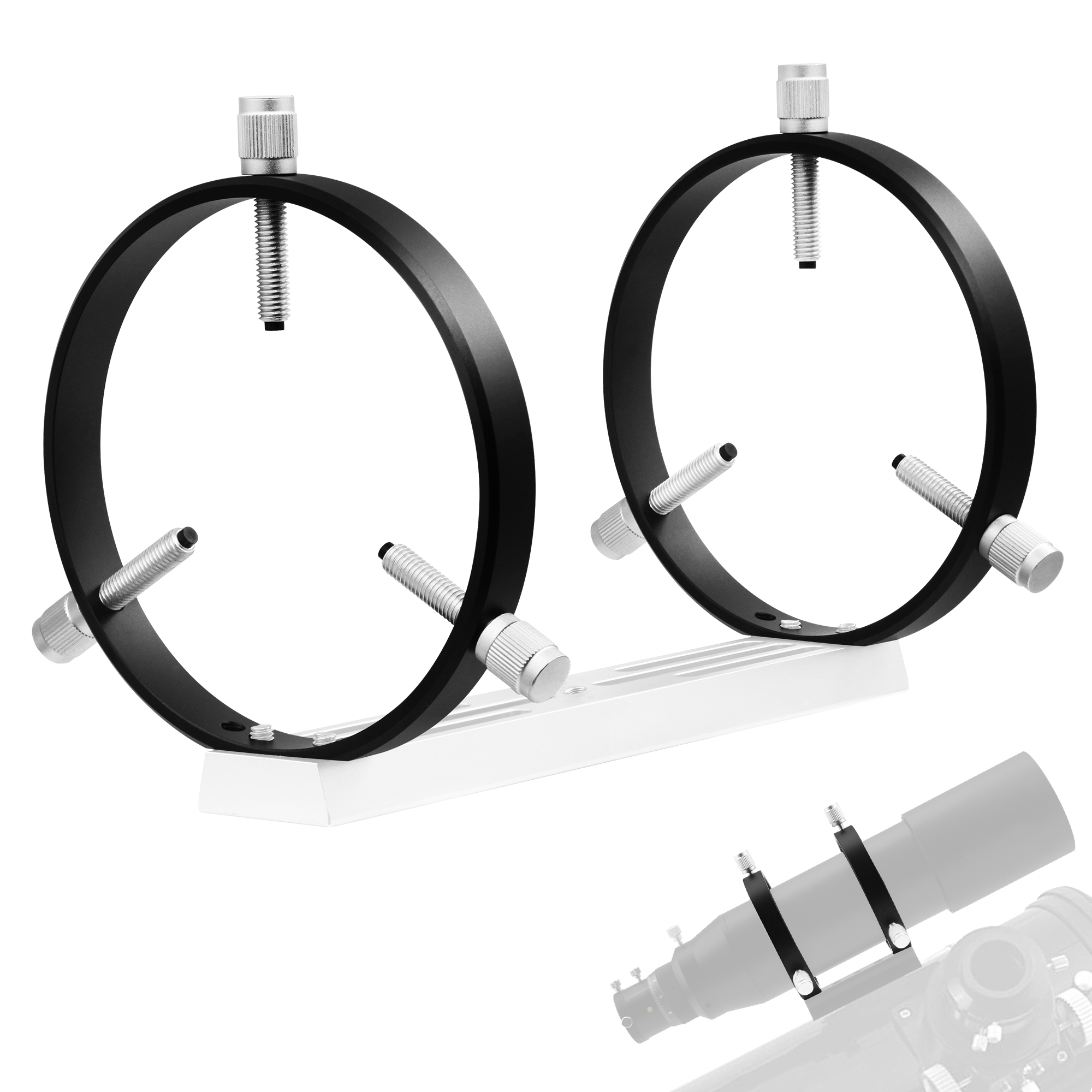 Astromania Adjustable Guiding Scope Rings 127 mm inside diameter (pair ...