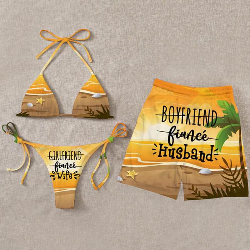 Plus Size His Hers Husband And Wife Matching Swimsuits For Couple