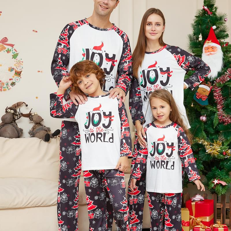 Kids Joy To The World Print Christmas Pajama Day At School