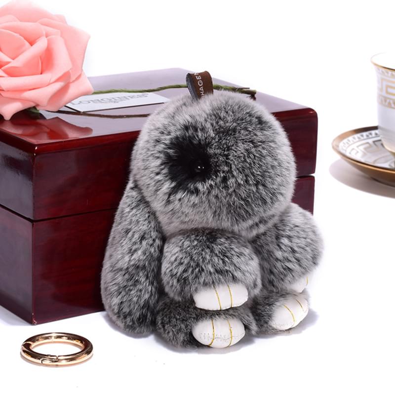 Cute Faux Rabbit Foot Good Luck Keychain