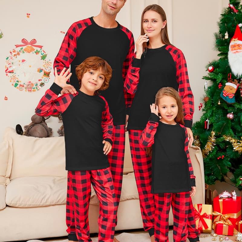 Plus Size Black And Red Plaid Family Christmas Pajamas