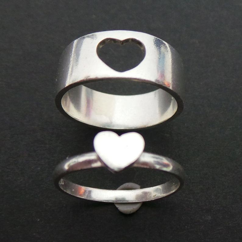Matching Heart Couple Promise Rings Boyfriend and Girlfriend Gif