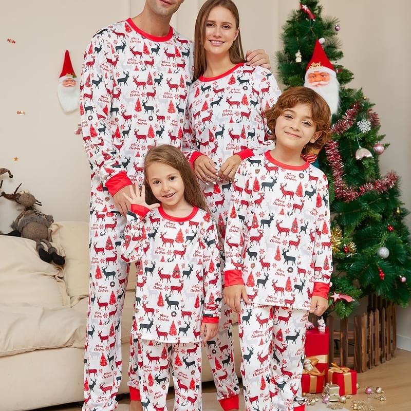 Kids Reindeer Print Christmas Pajama Day At School