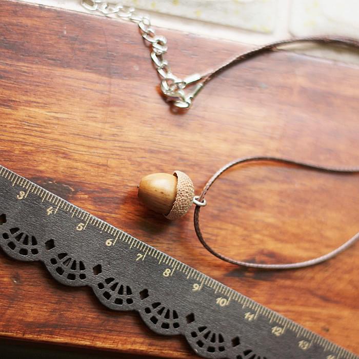Women Acorn Good Luck Necklace Brown