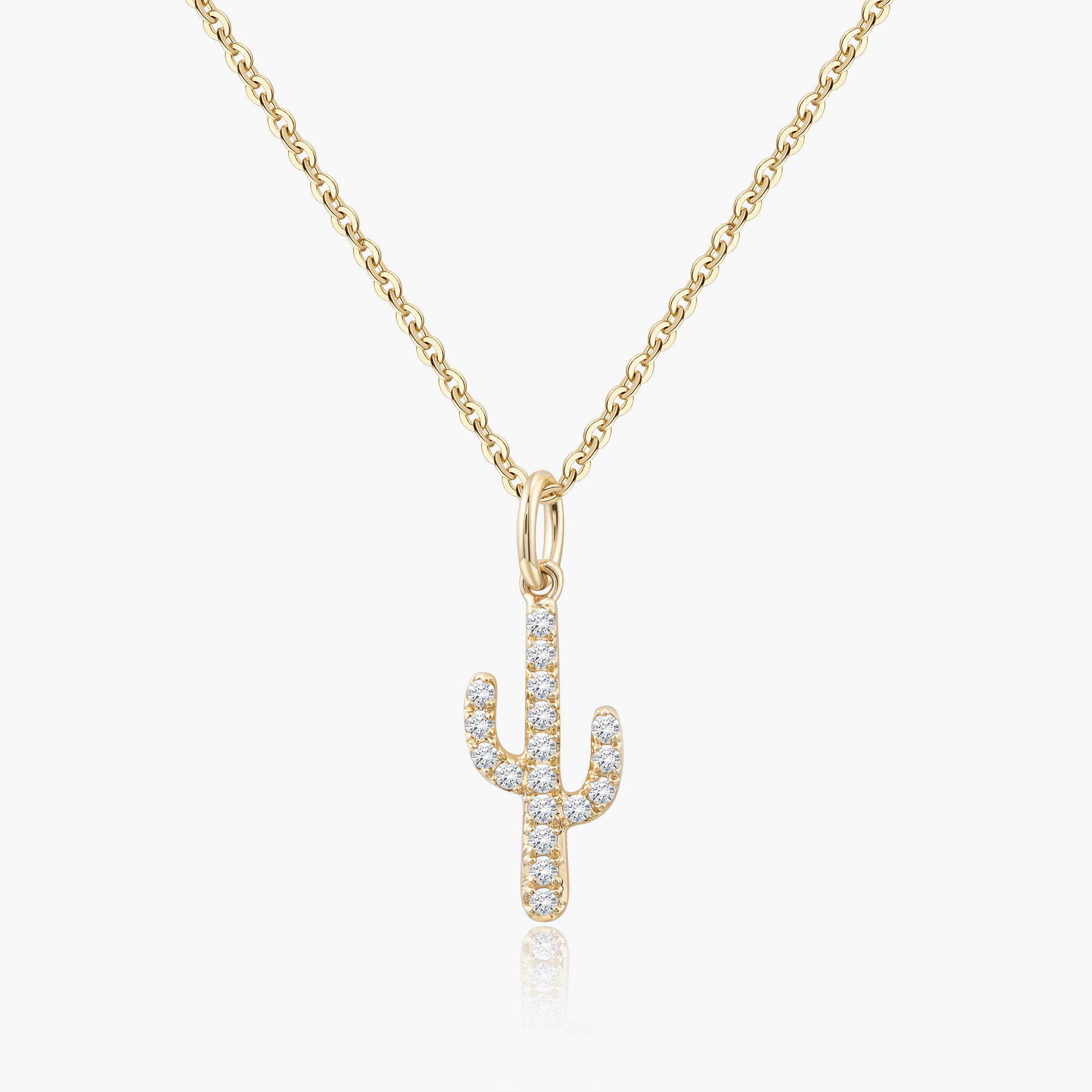 14K Diamond Cactus Necklace