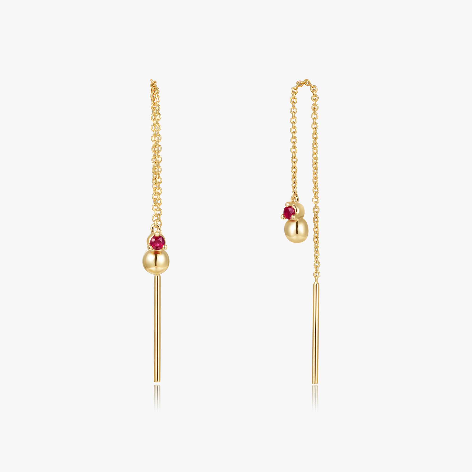 14K Ruby Threader Earring