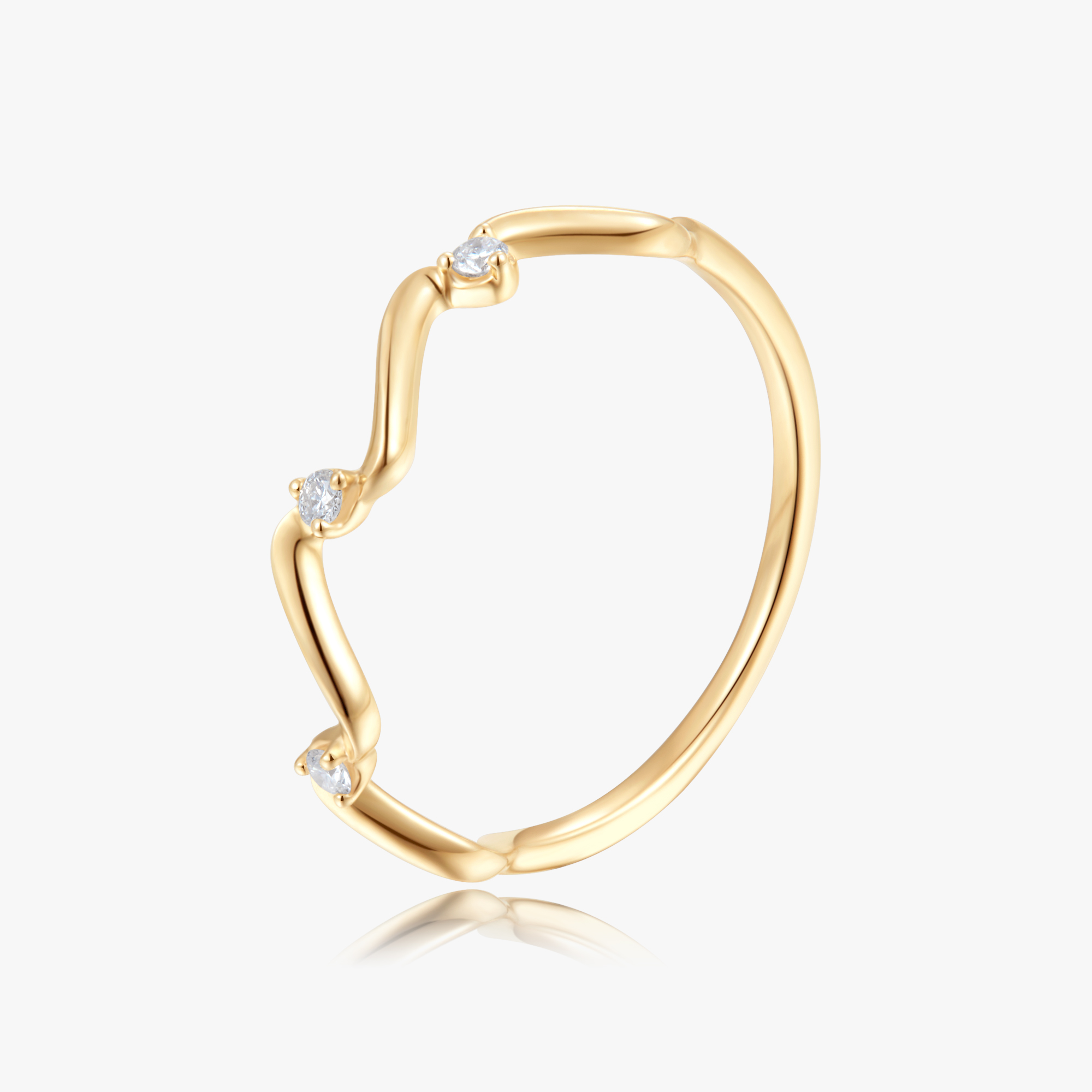 14K Wavy Diamond Ring
