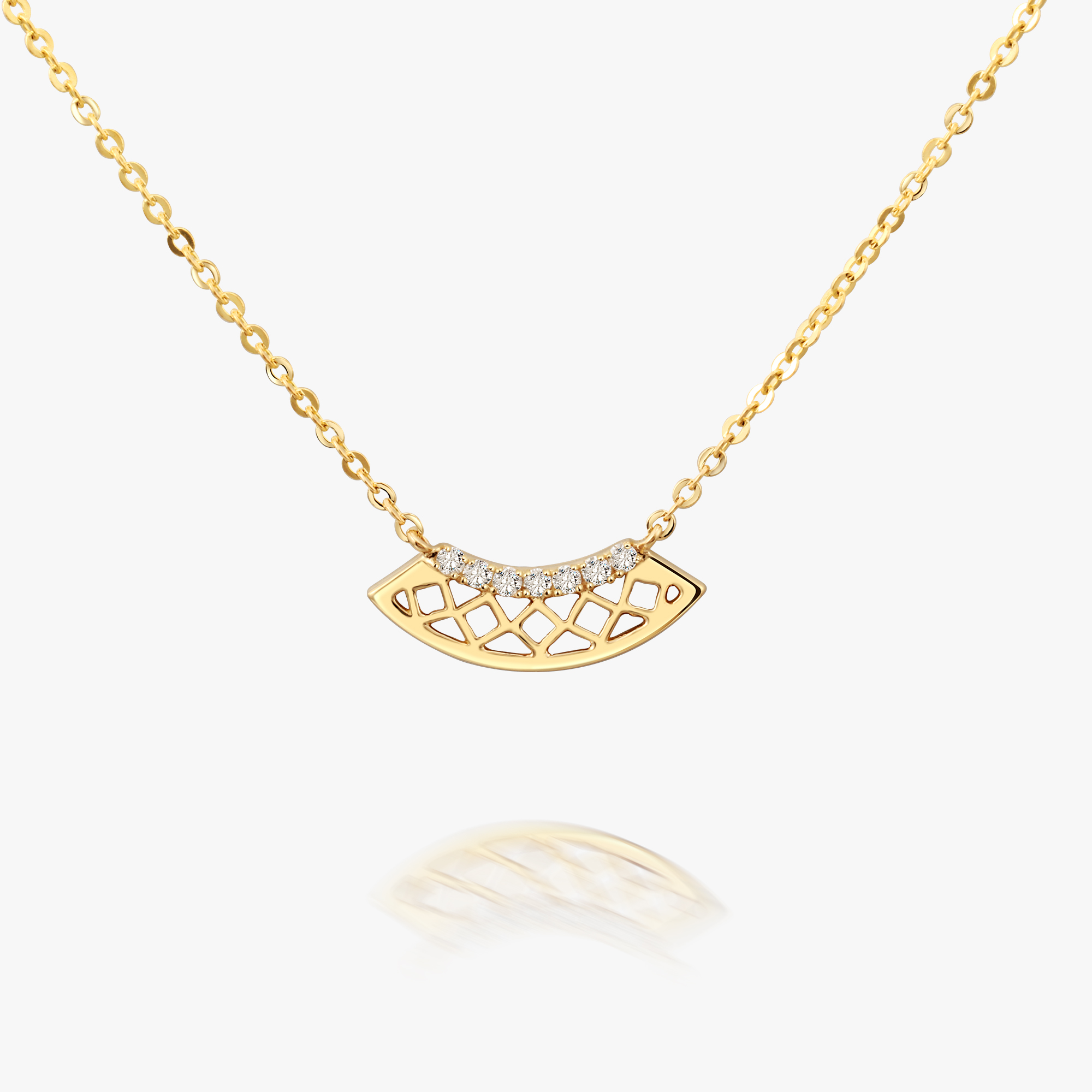 14K Fan Diamond Necklace