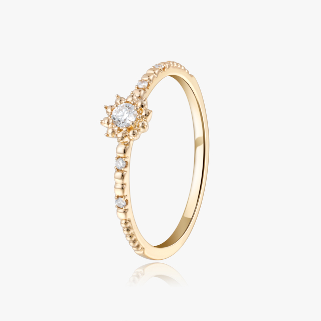 14K Solar Diamond Ring