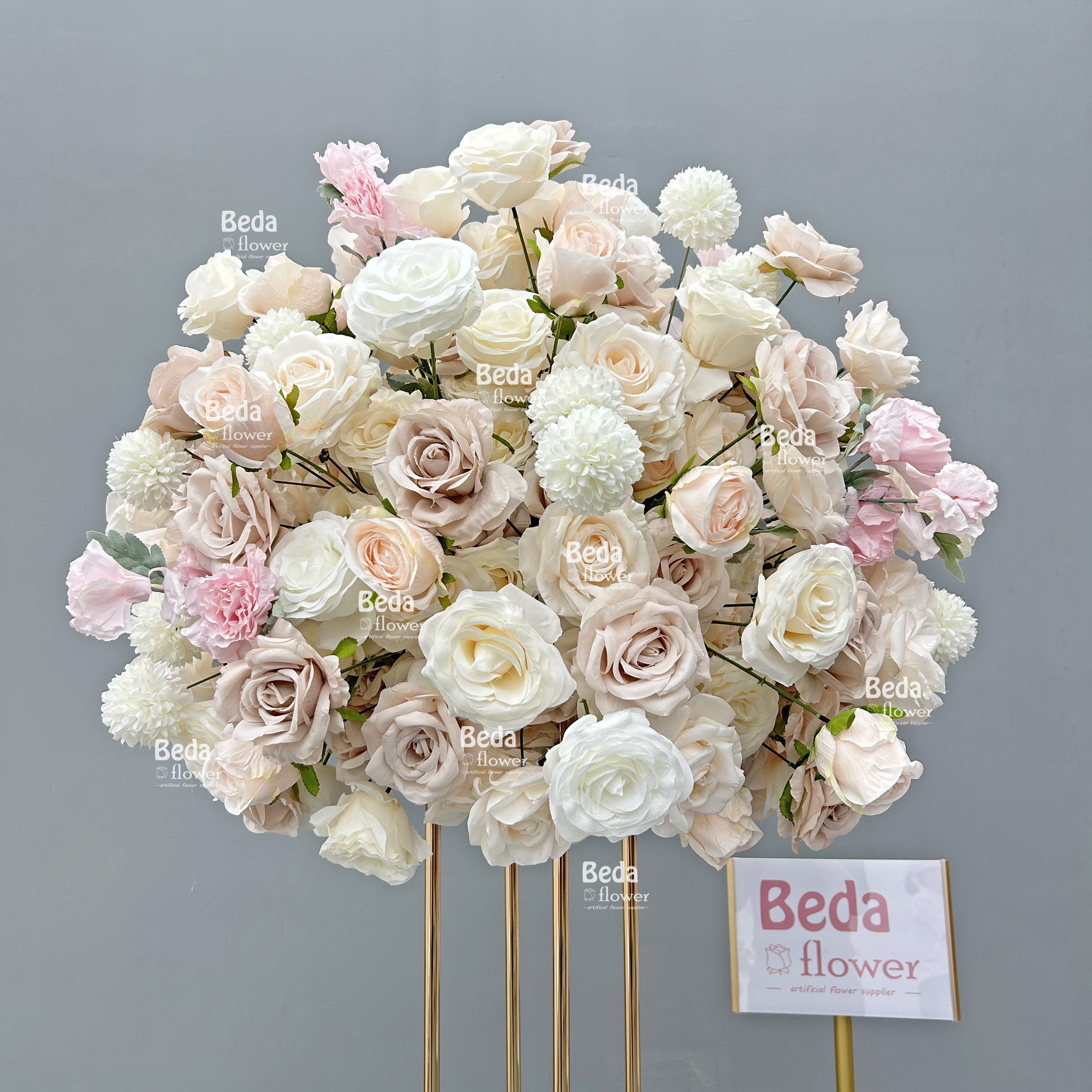 Beda Flower White and Pink Rose Cappuccino Wedding Decor Flower Ball ...