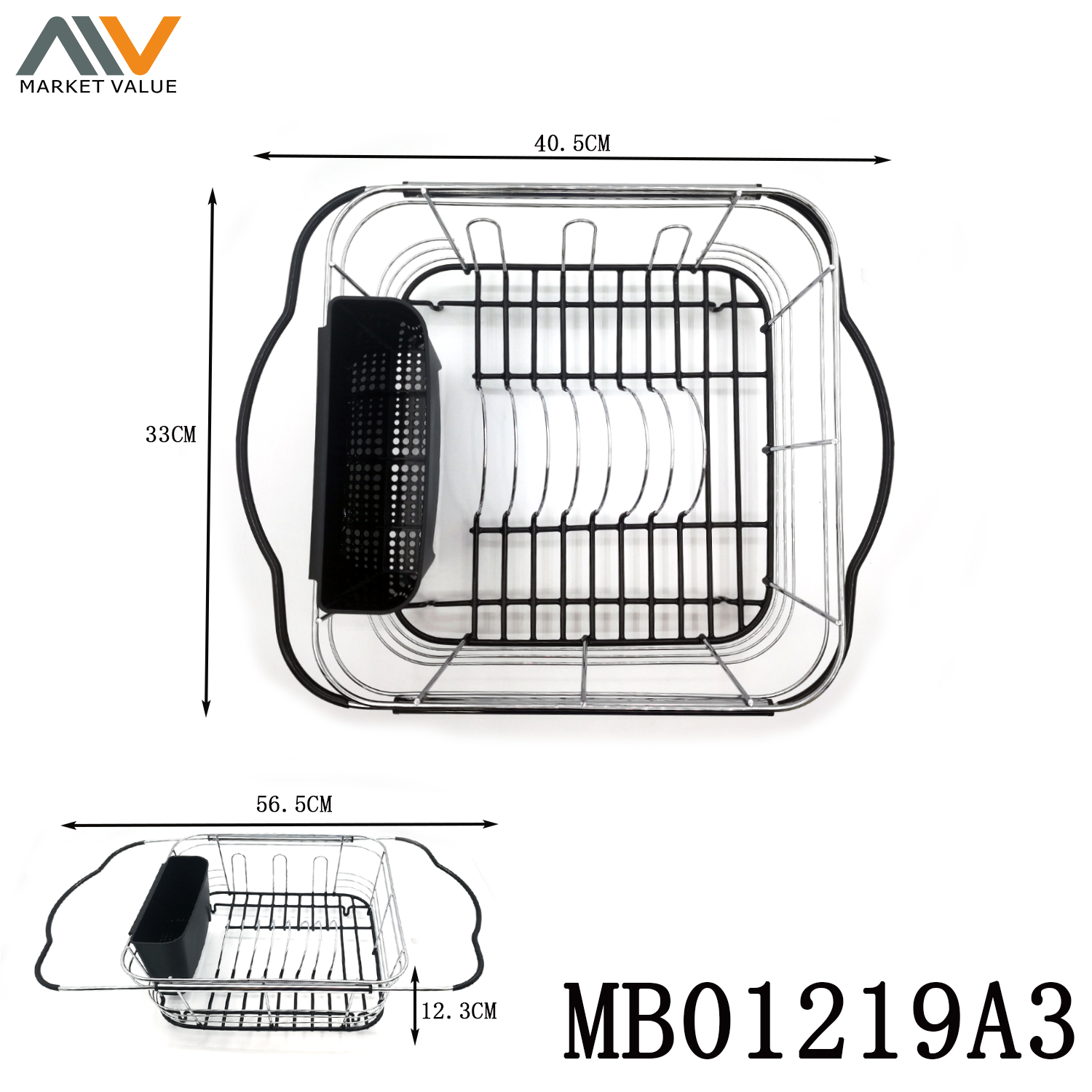 Retractable Dish Rack with PLASTIC RACK WHEEL CARD