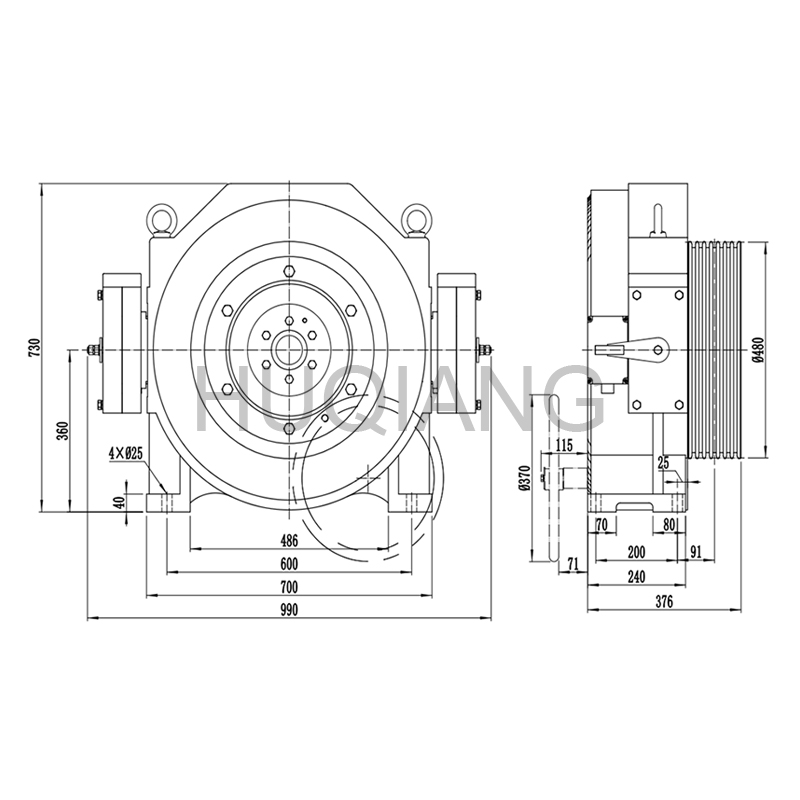 Monadrive Elevator Parts Traction Machine Elevator Traction Wheel Brake MCK500 EMK12K