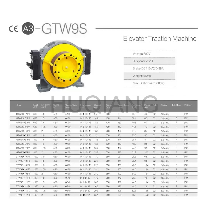 Torin Elevator Parts Permanent Magnet Synchronous Gearless Elevator ...